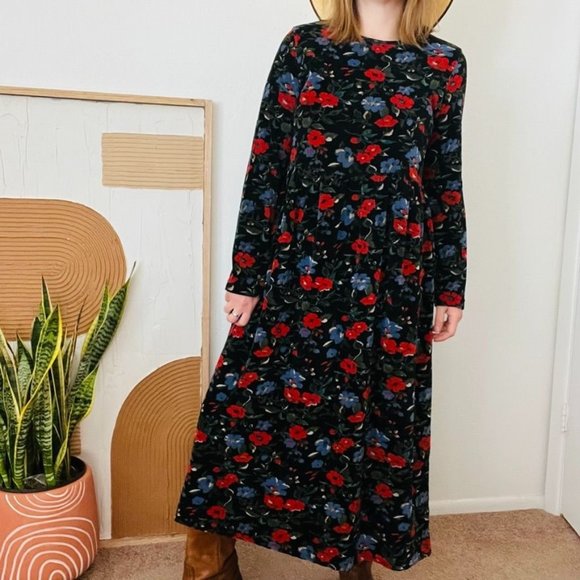 Hanes | Dresses | Vintage Hanes 9s Floral Cottagecore Granny Long ...
